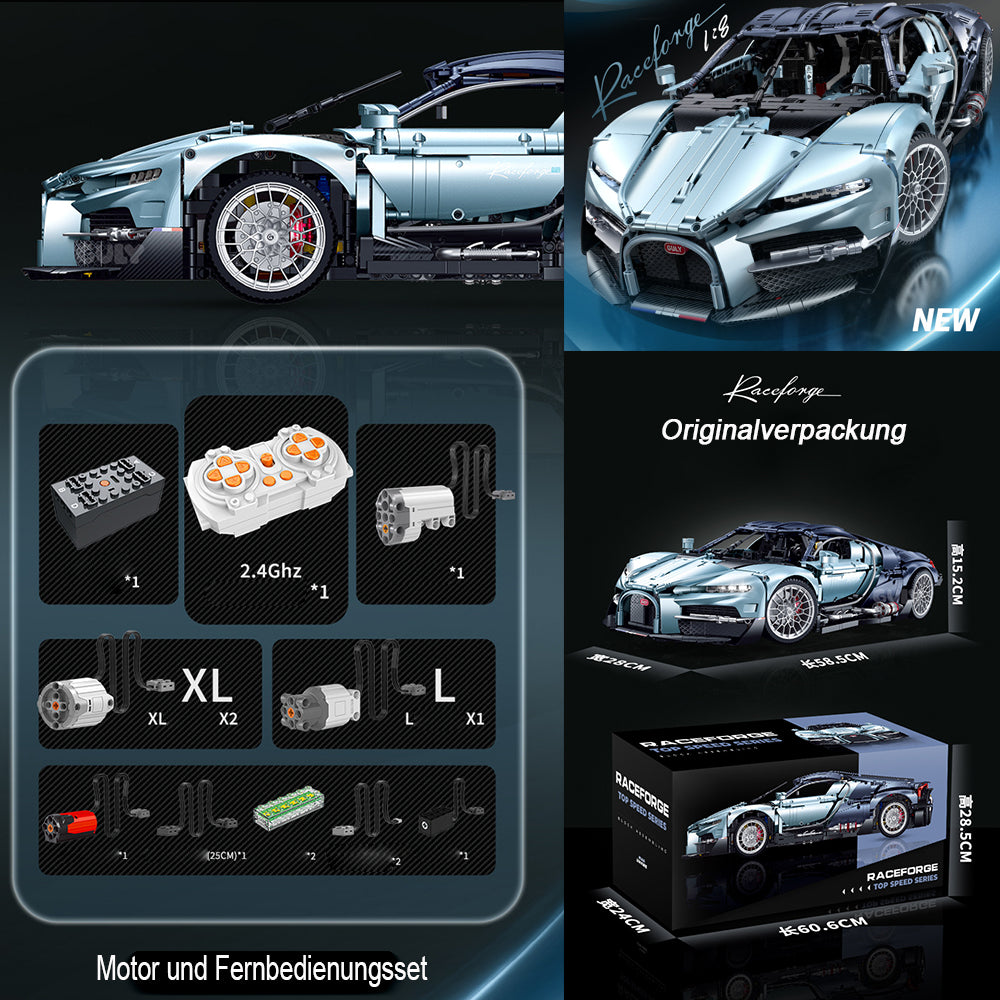 Technik Auto 1: 8 für Bugatti Chiron Hypercar, Groß Auto mit 5 Motoren